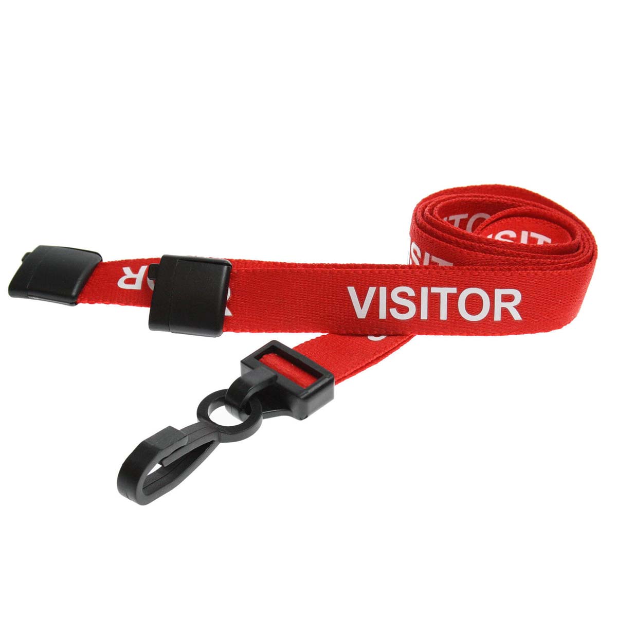 Red Visitor Lanyards with Plastic J Clip (100 Pack) - ALG ID Cards